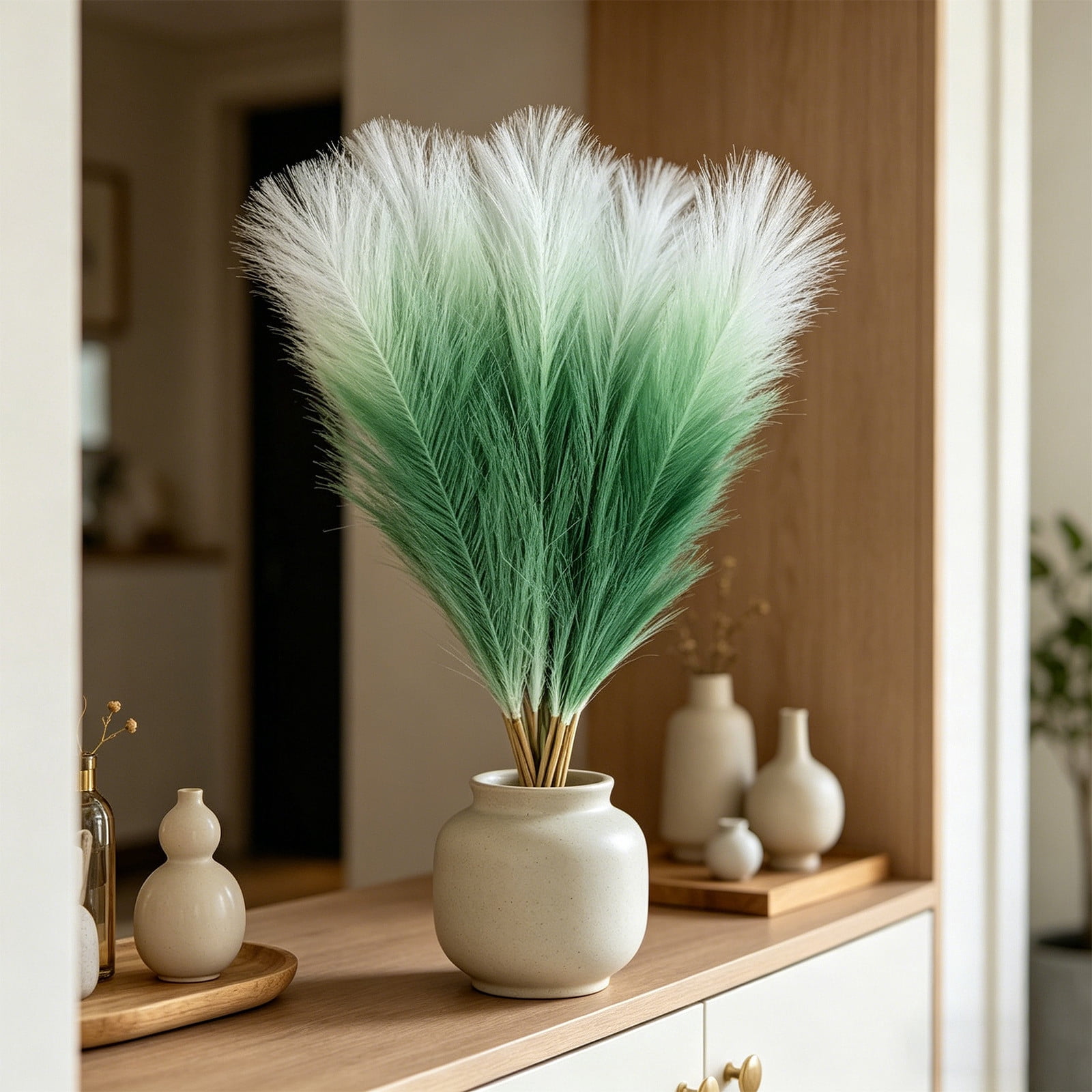 2 Pcs Artificial Pampas Grass 20pcs 55cm Faux Dried Flowers Bouquet for ...