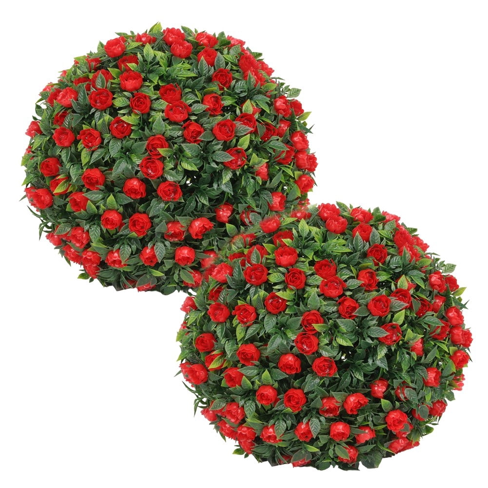 2 Pcs Artificial Plant Balls Faux Flower Balls Garden Hanging Faux ...