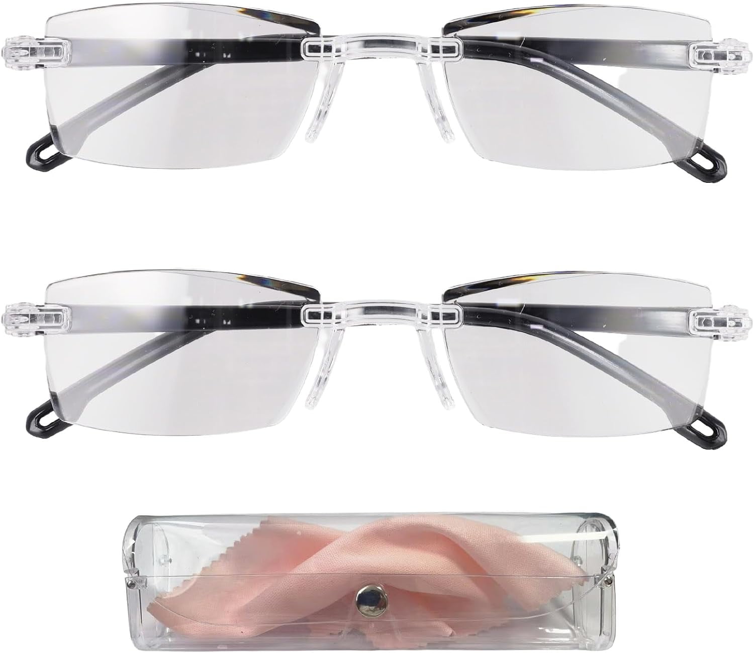 2 Pcs Auto Focus Glasses with Case & Cloth, Intelligent Zoom Reading ...