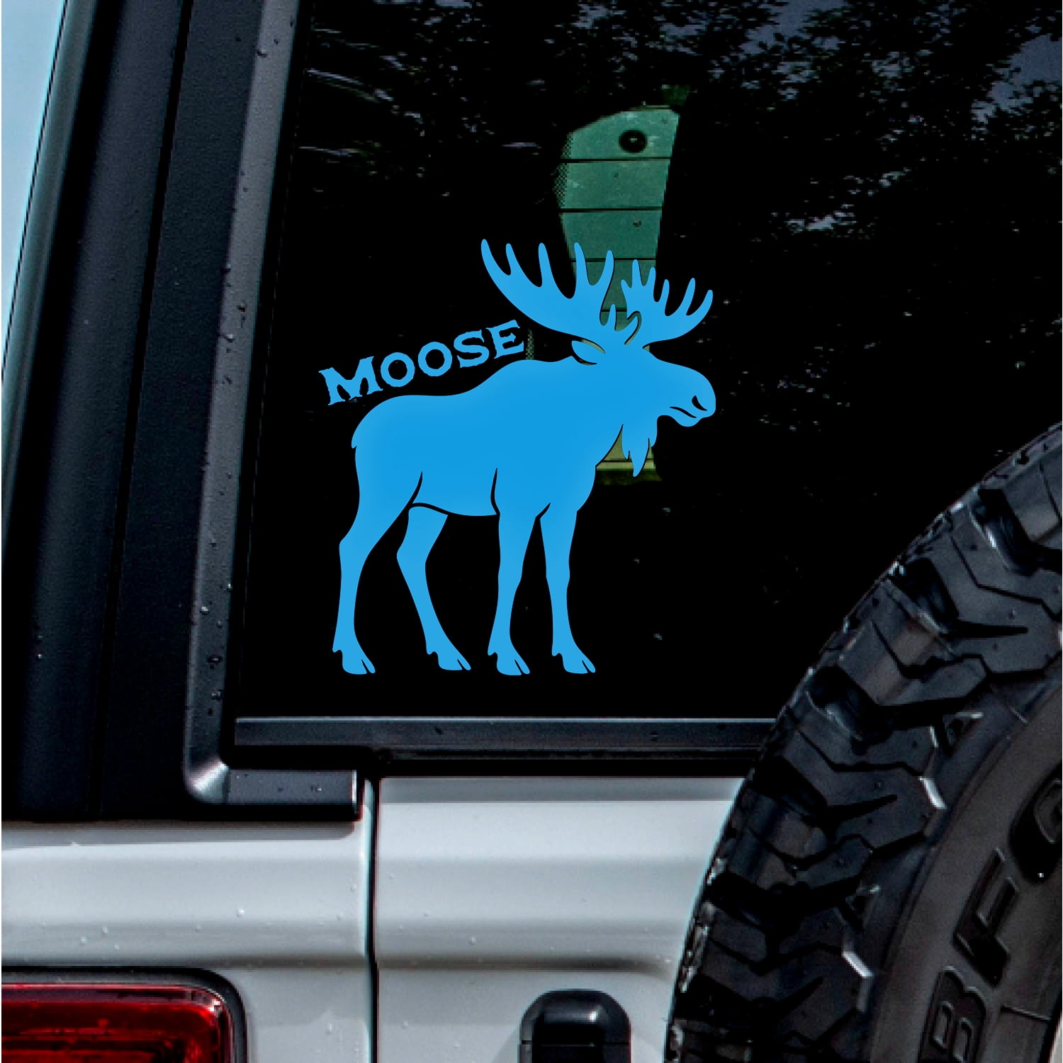 (2 Pcs Azure Blue, 11'' x 12.1'') - Vinyl Sticker Decal - "Moose ...