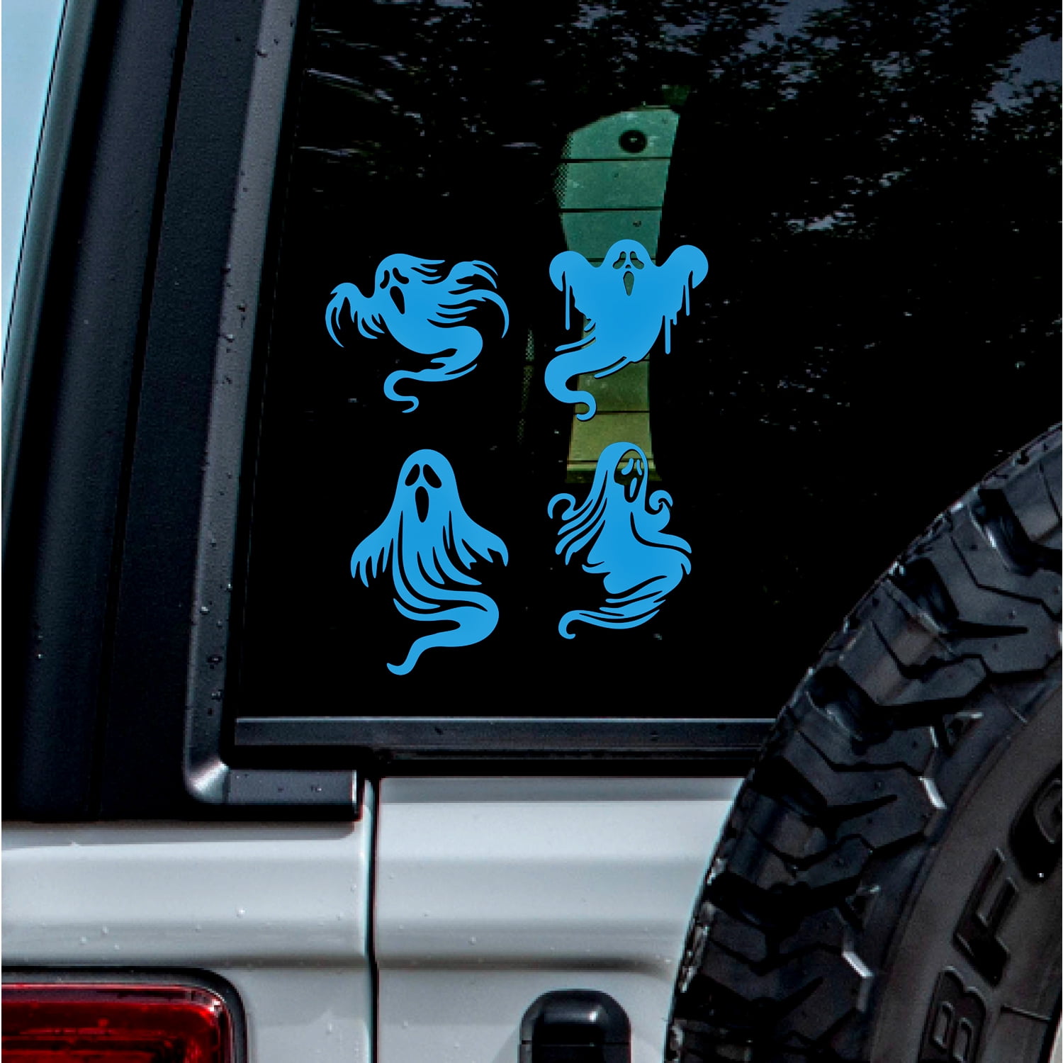 (2 Pcs, Azure Blue, 3.8'' X 4.3'') Transparent Adhesive Decal Sticker ...