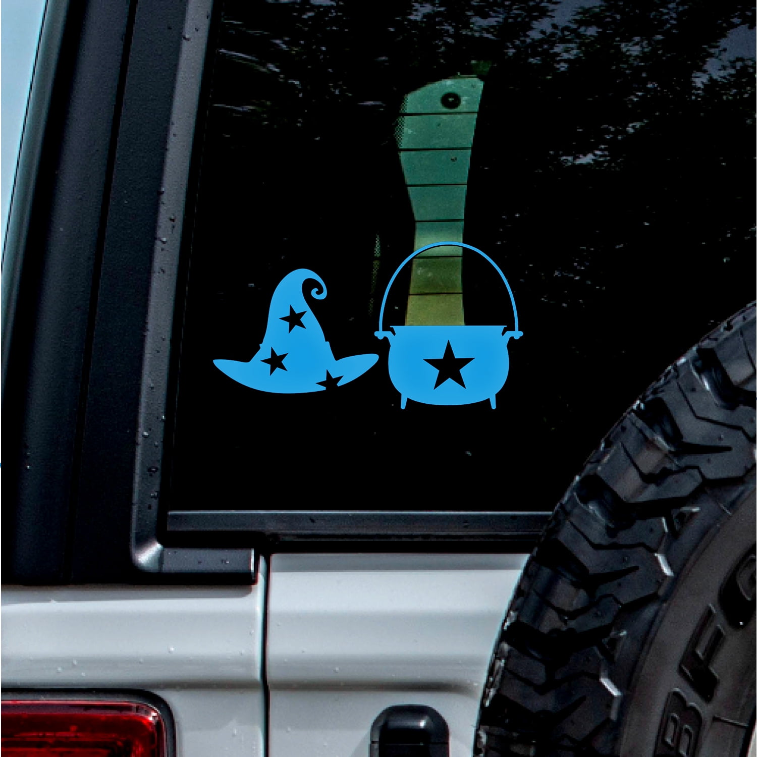 (2 Pcs, Azure Blue, 4.8'' X 2.6'') Transparent Adhesive Decal Sticker ...