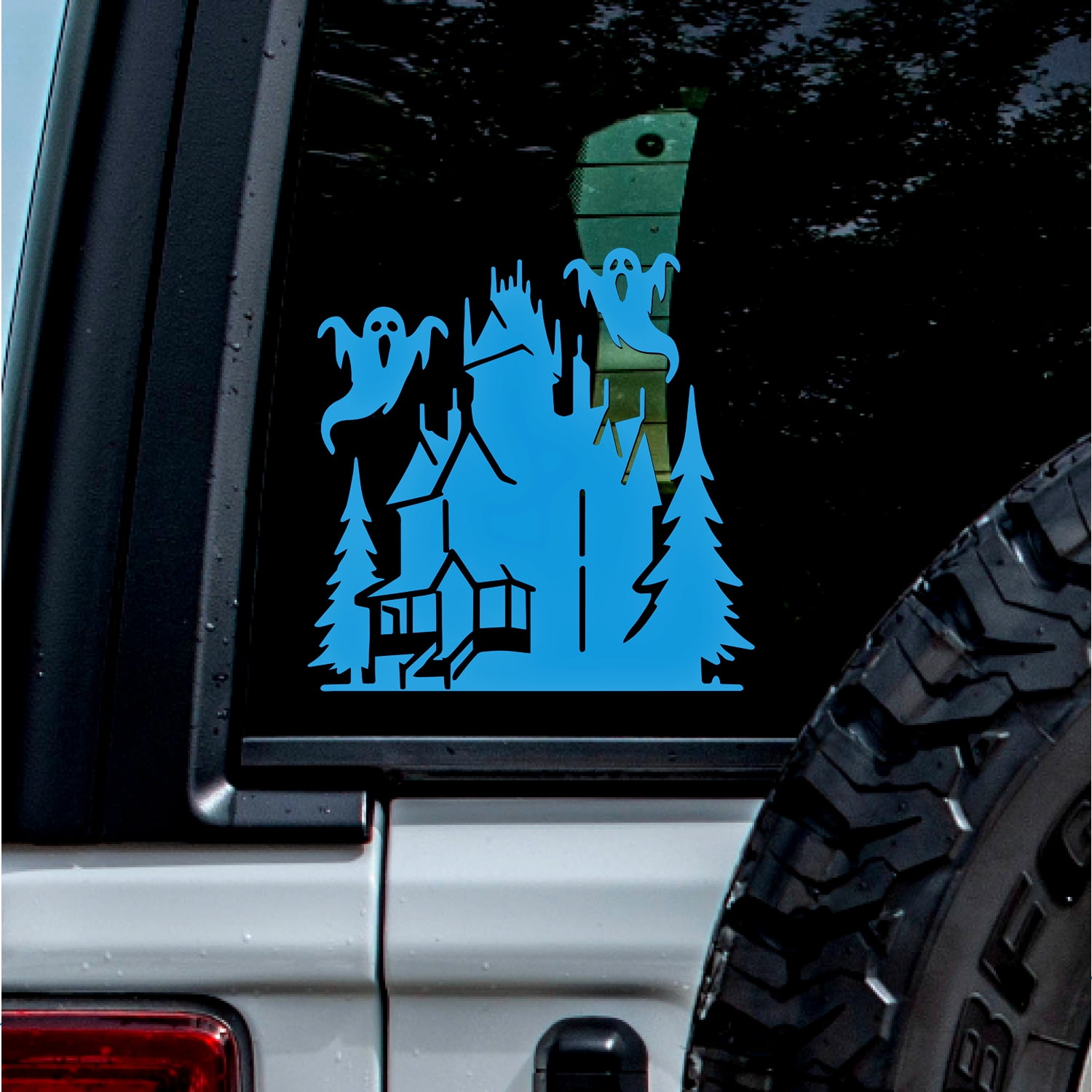 (2 Pcs, Azure Blue, 5.7'' X 5.6'') Transparent Adhesive Decal Sticker ...