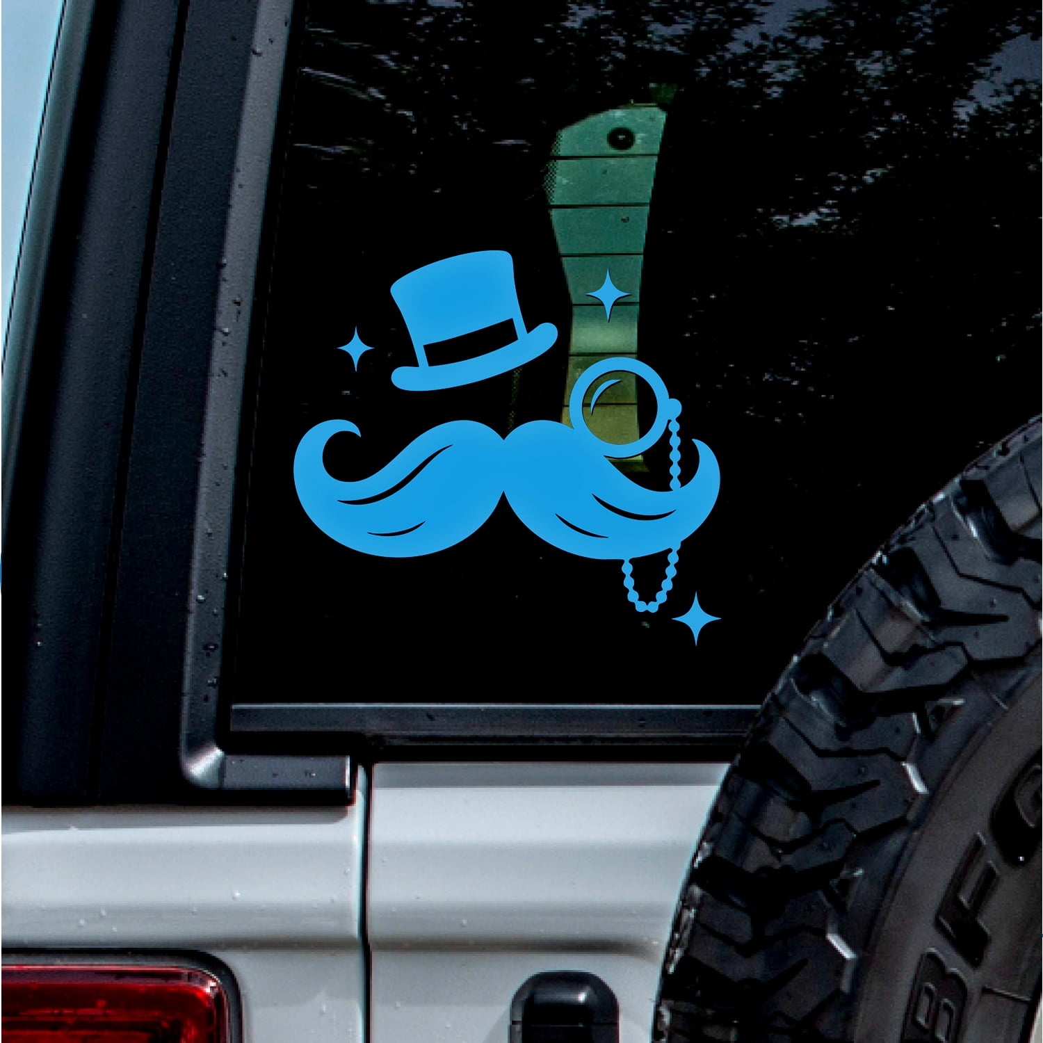 (2 Pcs Azure Blue, 7.6'' x 7.0'') - Vinyl Sticker Decal - "Mustache ...