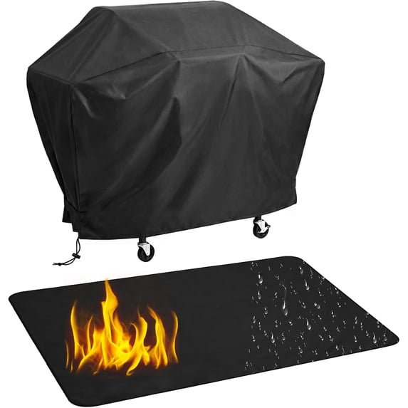 2 Pcs BBQ Grill Protector Cover and Under Pad Set 58'' Waterproof ...