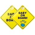 2 Pcs Baby On Board Sign with Strong Suction Cups, Bright Yellow Car ...