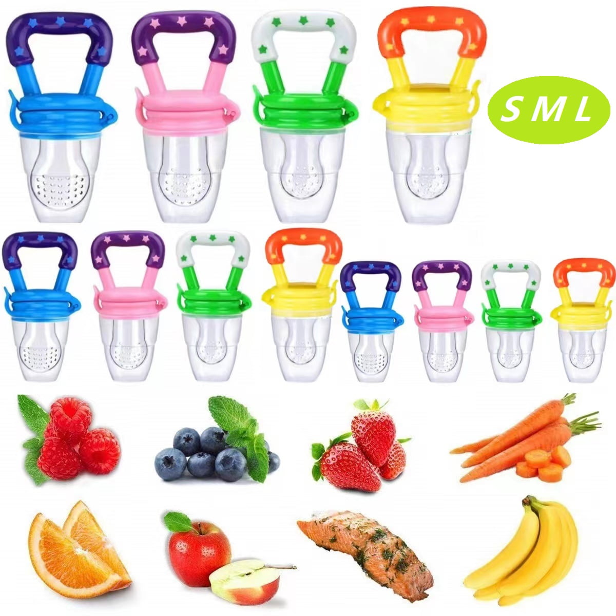 2 Pcs Baby Fruit Pacifier Feeder S-M-L BPA-Free Fresh Food Fruit ...