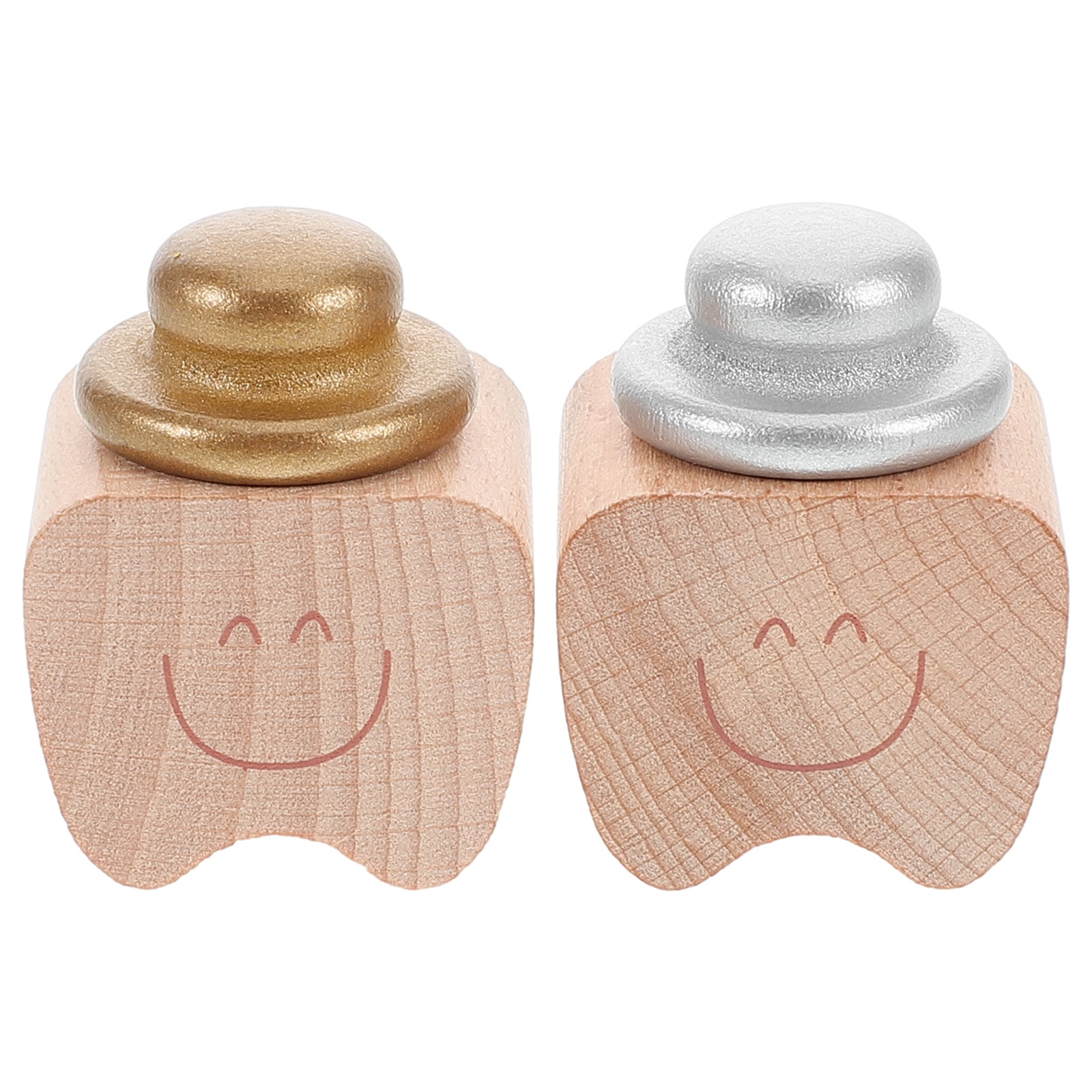2 Pcs Baby Teeth Storage Box Keepsake Cartoon Wooden Tooth Organizer ...