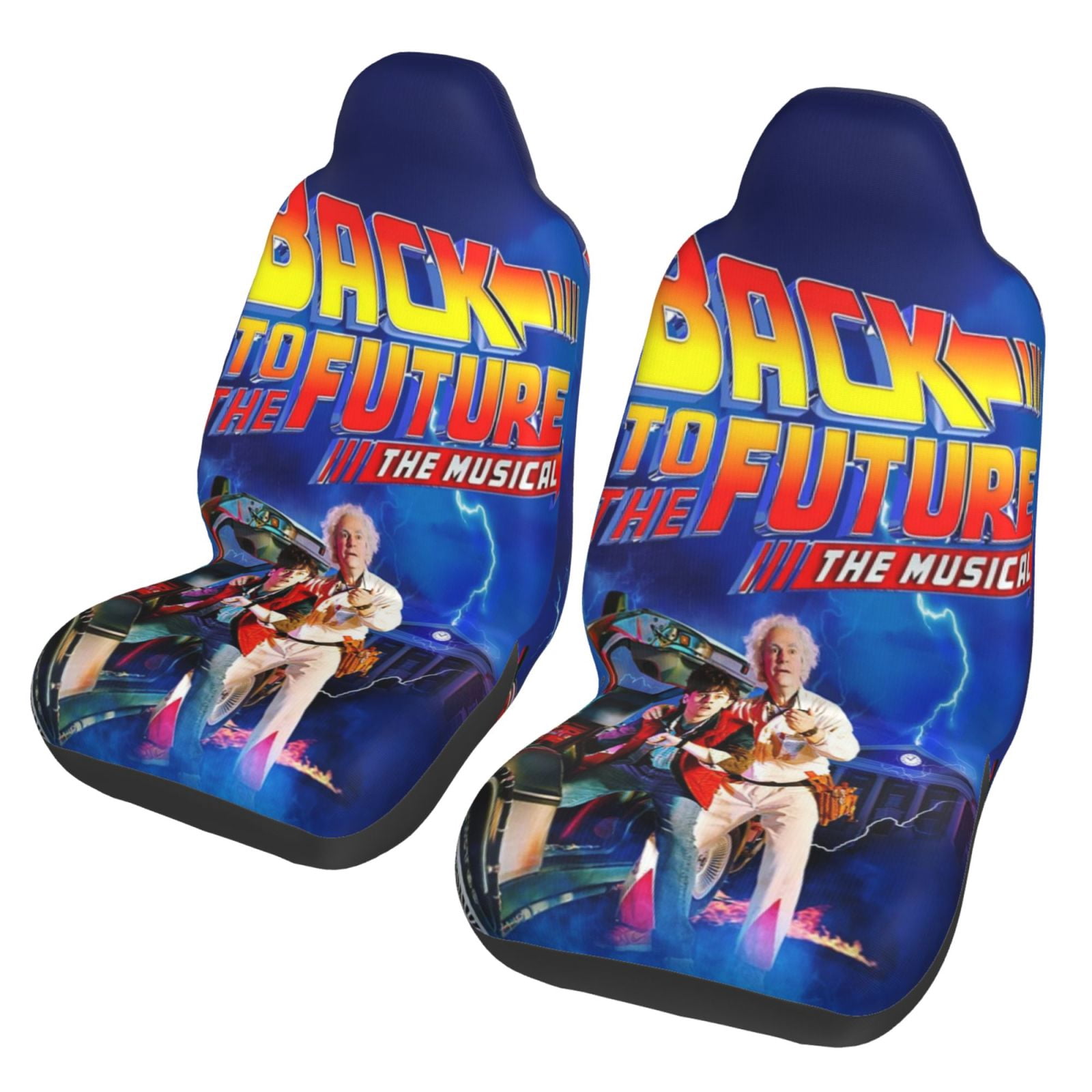 2 Pcs Back T0 Movie Future Car Seat Covers Cartoon Car Interior Seat ...
