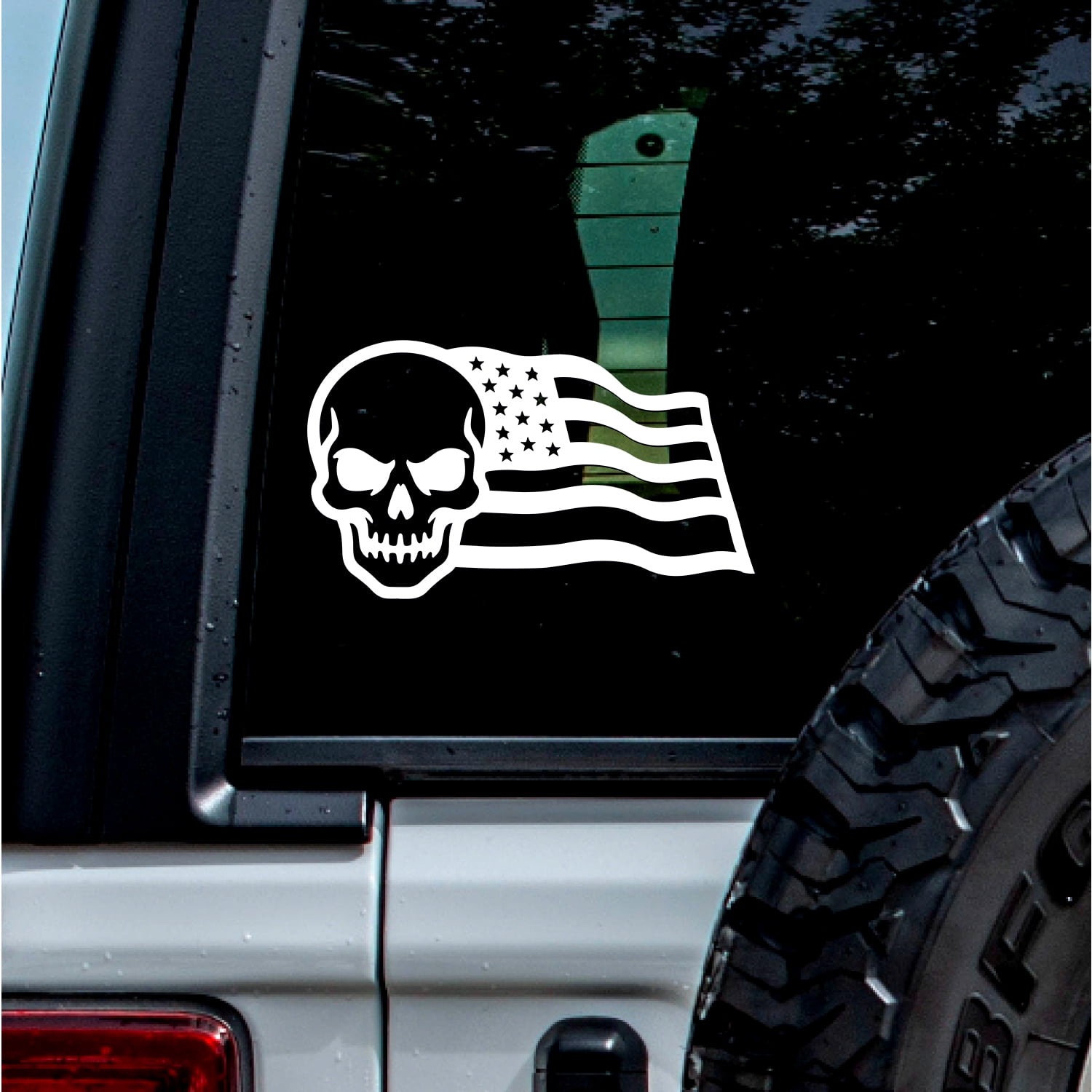 2 Pcs - No Background - Waterproof Car Decal Of Patriotic Skull Flag ...
