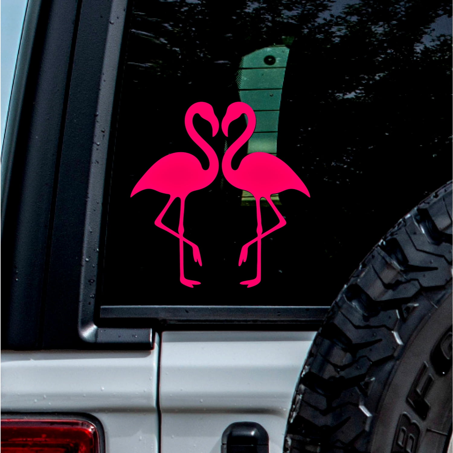 2 Pcs - No Background - Waterproof Car Sticker Decal of Flamingo Heart ...