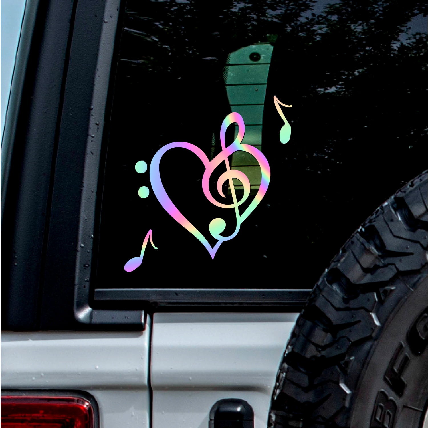 2 Pcs - No Background - Waterproof Car Sticker Decal of Heart Music ...