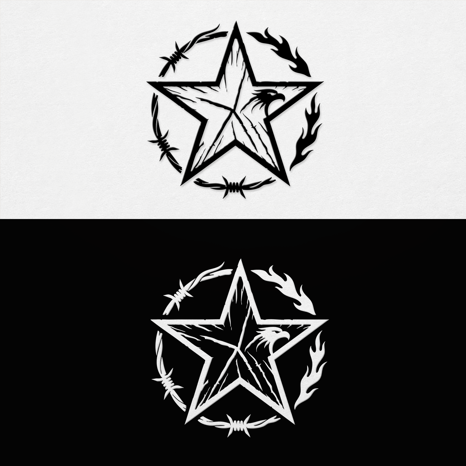 2 Pcs - No Background - Waterproof Car Sticker Decal of Pentagram Bird ...