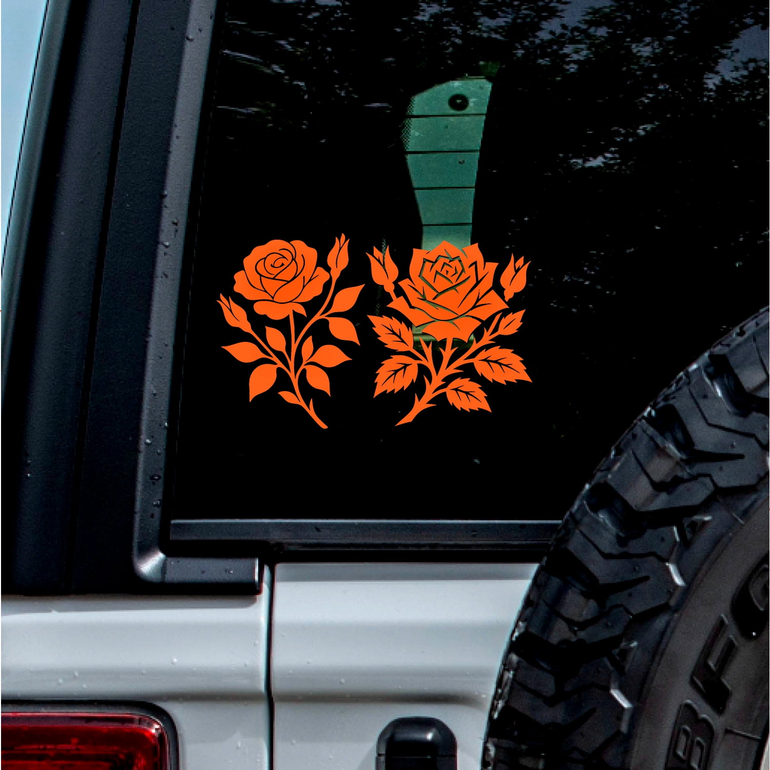 2 Pcs - No Background - Waterproof Car Sticker Decal of Rose Leaves ...