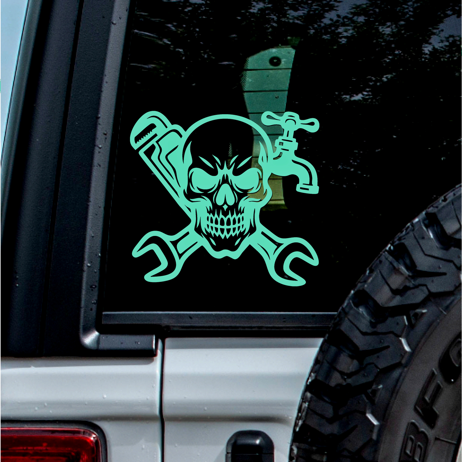 2 Pcs - No Background - Waterproof Car Sticker Decal of Skull Wrenches ...