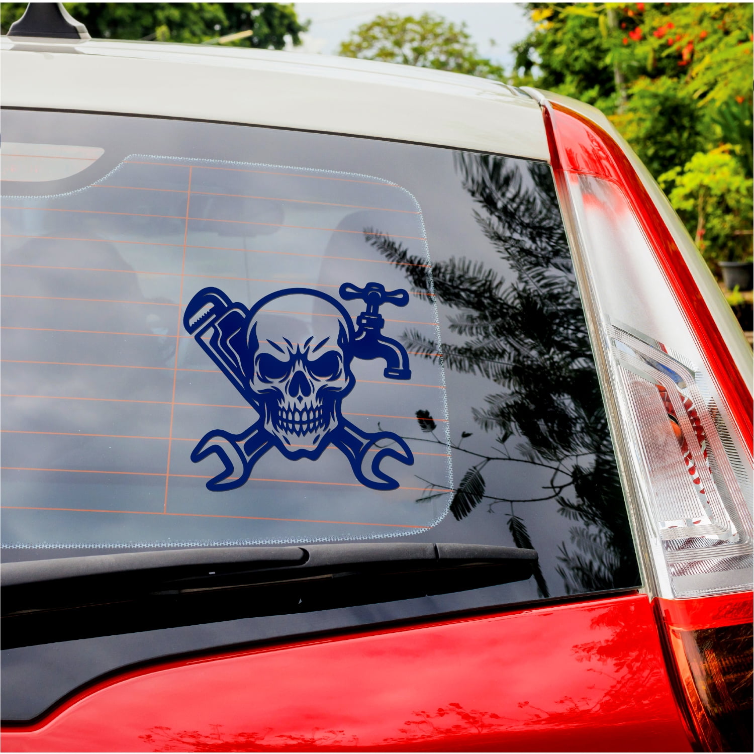 2 Pcs - No Background - Waterproof Car Sticker Decal of Skull Wrenches ...