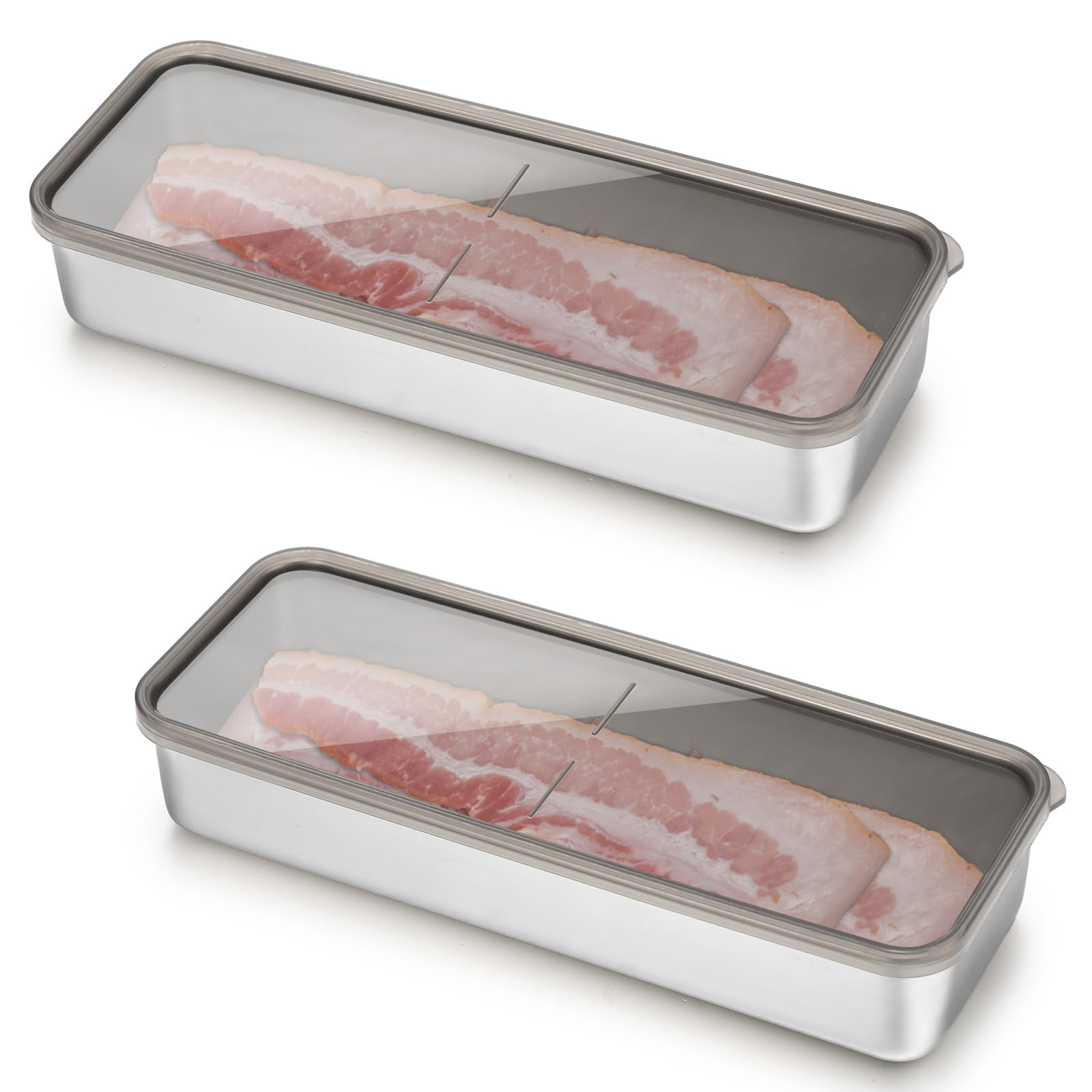 2 Pcs Bacon Container for Refrigerator, Stainless Steel Bacon Keeper ...