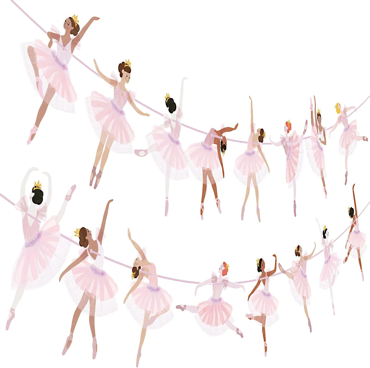 2 Pcs Ballet Dancer Banner Ballerina Girl Dancing Bunting Supplies Ballet Theme Ballerina ...