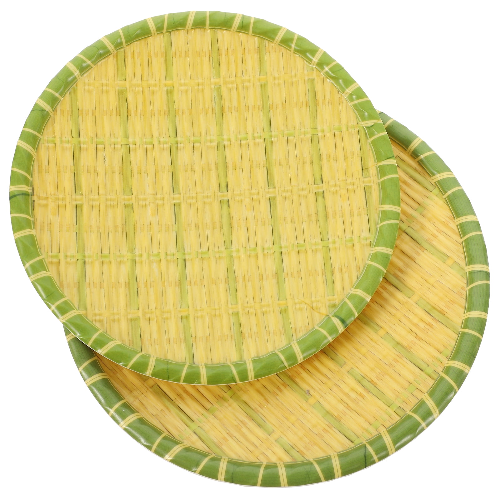 2 Pcs Bamboo Round Plate Retro Hot Pot Dish Restaurant Large Barbecue ...