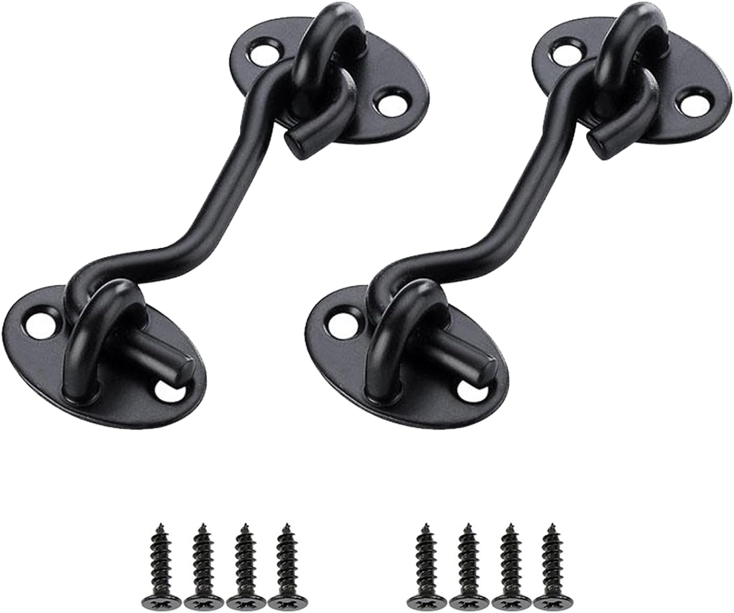 2 Pcs Barn Door Lock, 4 inch Steel Hook and Eye Latch for Door, Black 4 ...