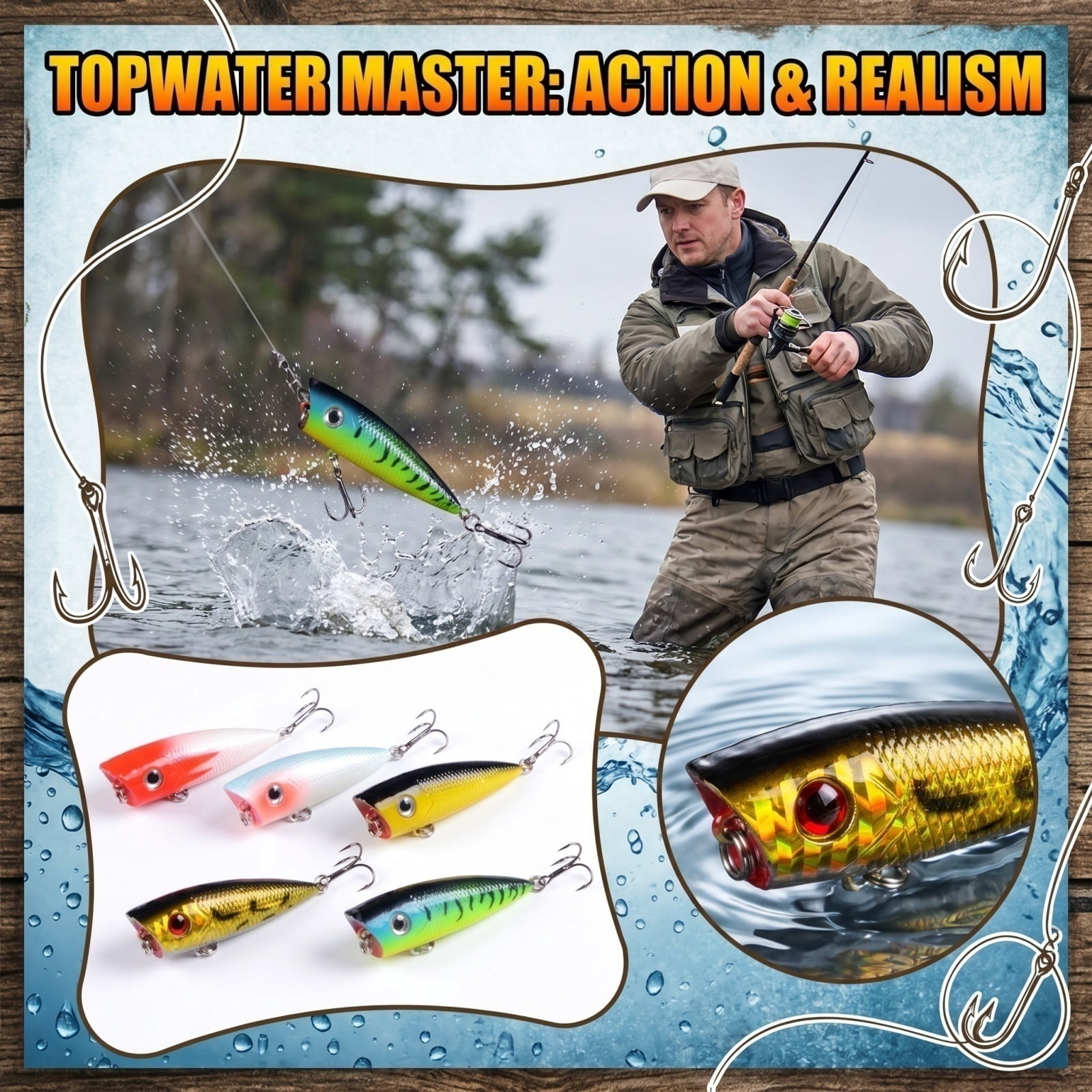 2 Pcs Bass Fishing Lure for Freshwater and Saltwater Lifelike Fishing ...