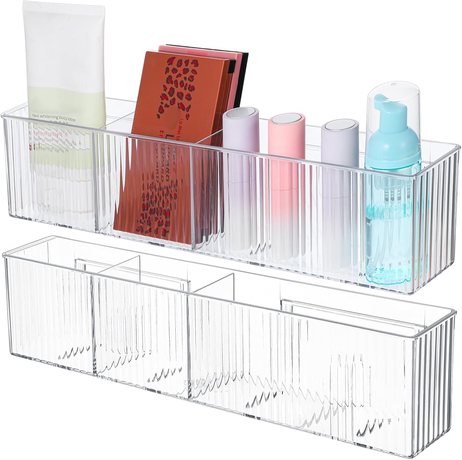 2 Pcs Bathroom Makeup Organizer, Wall Mount Clear Bathroom Organizers ...