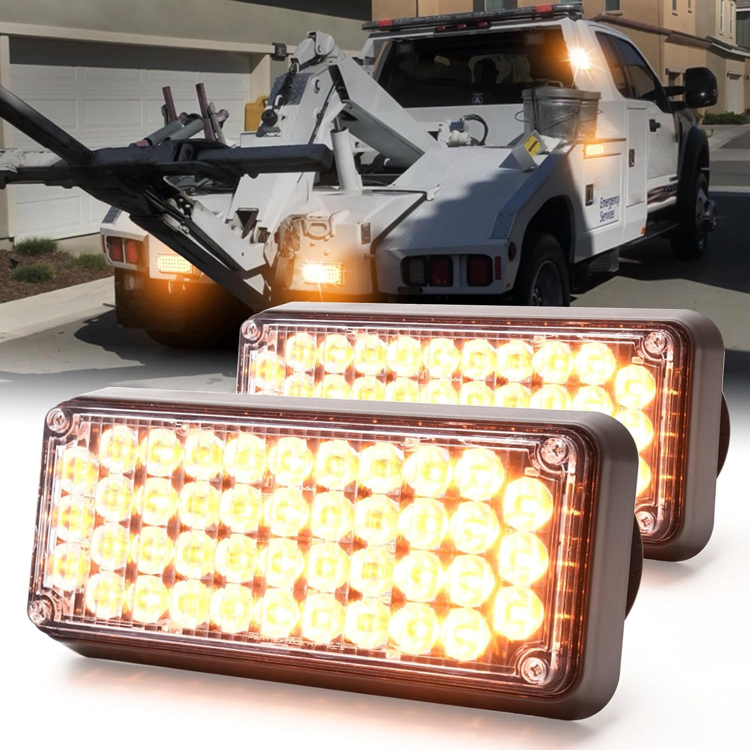 2-Pcs Battery Operated LED Emergency Strobe Ligts Bar w/Magnetic Base ...