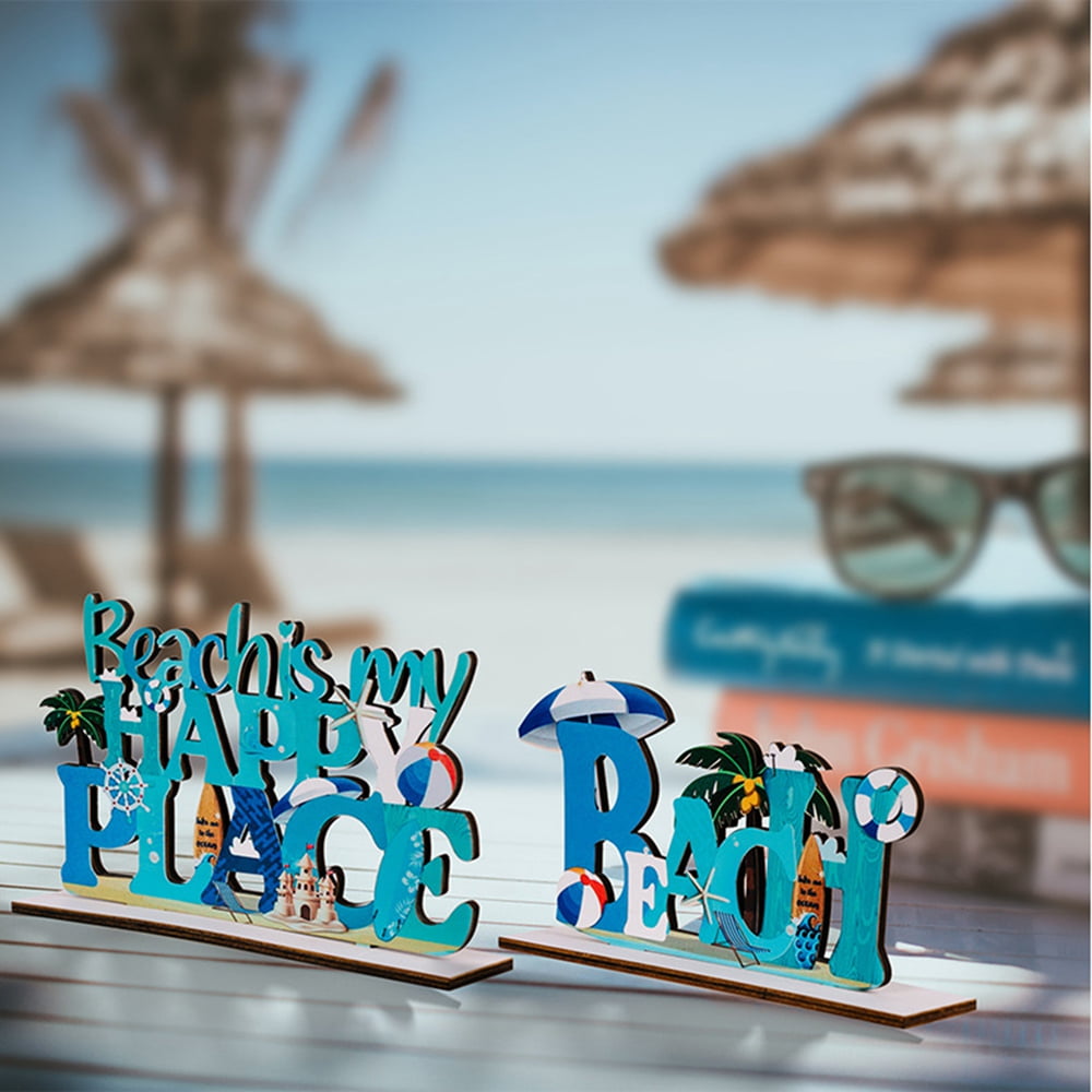2 Pcs Beach Sign Ocean Sea Animal Party Decor Beach is My Happy Place ...