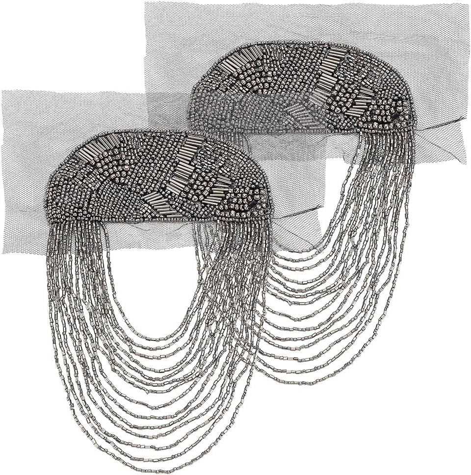 2 Pcs Bead Tassel Epaulet Glass Bead Fringe Shoulder Badge Black Tassel ...