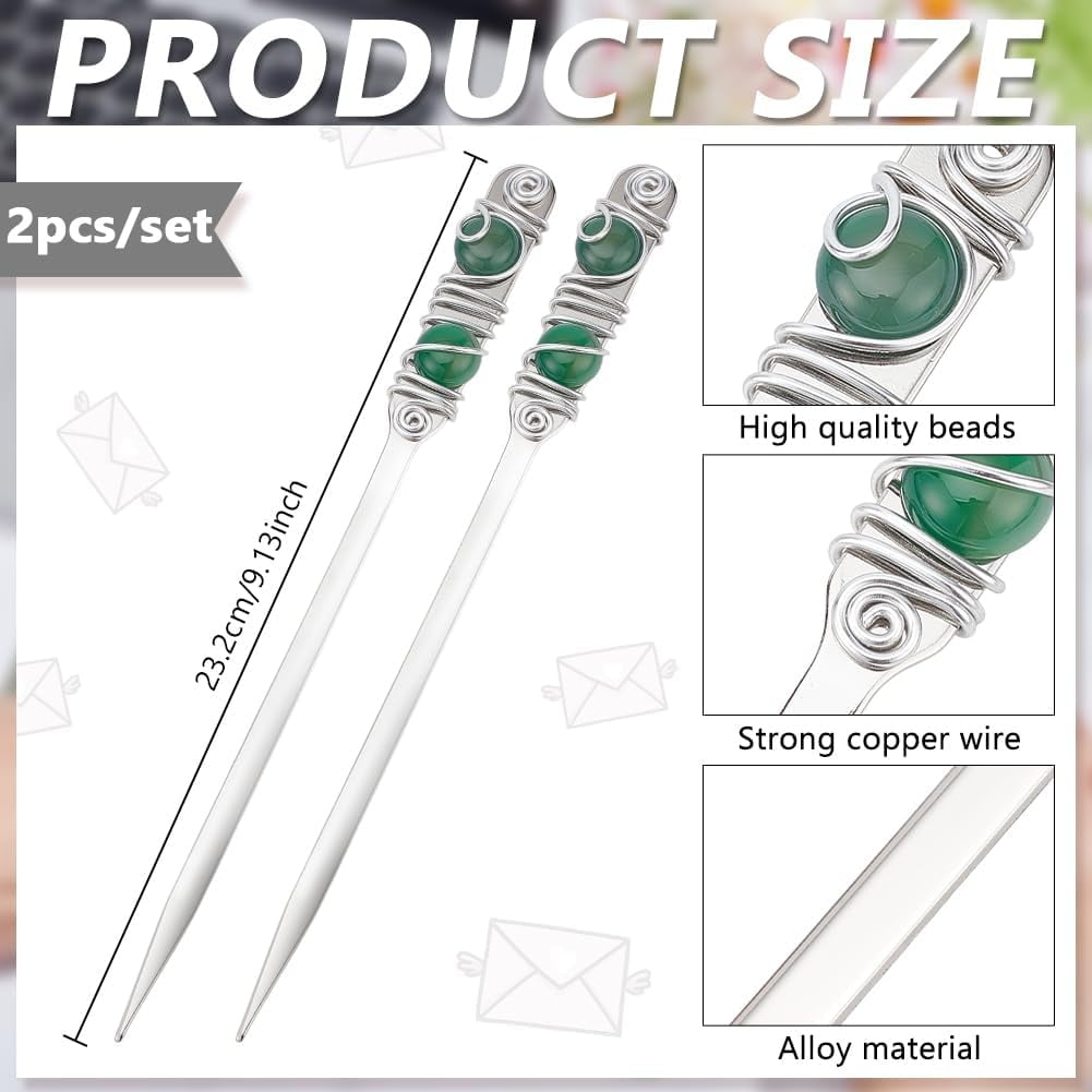 2 Pcs Beaded Letter Opener Envelope Letter Opener with Wire Wrapped 2 ...