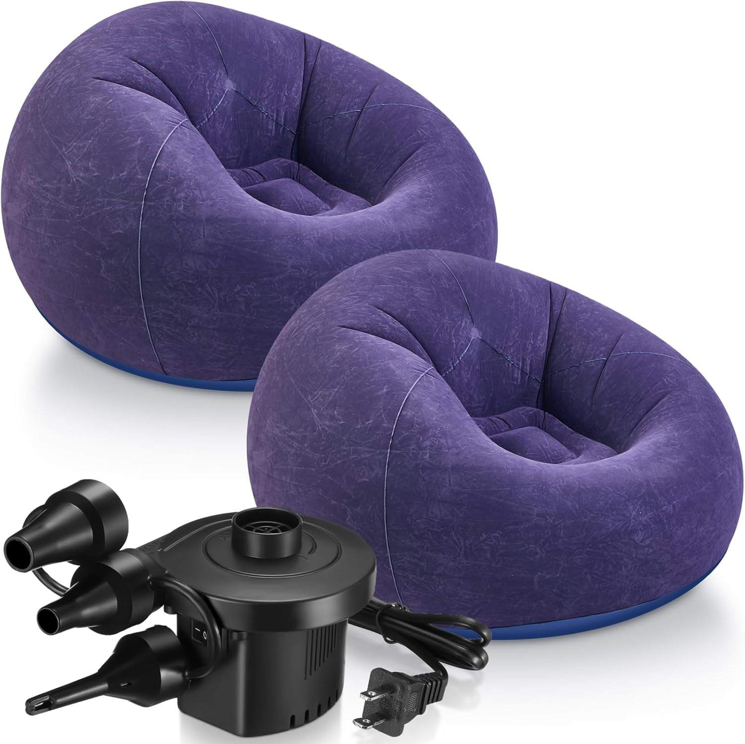 2 Pcs Bean Bag Chairs for Adults, Inflatable Chairs with Electric Air Pump Blow up Chair ...