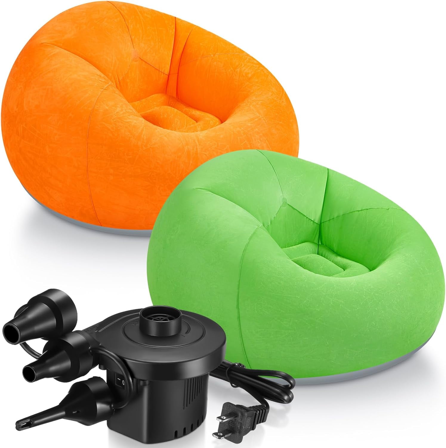 2 Pcs Bean Bag Chairs for Adults Kids Inflatable Chairs with Electric ...