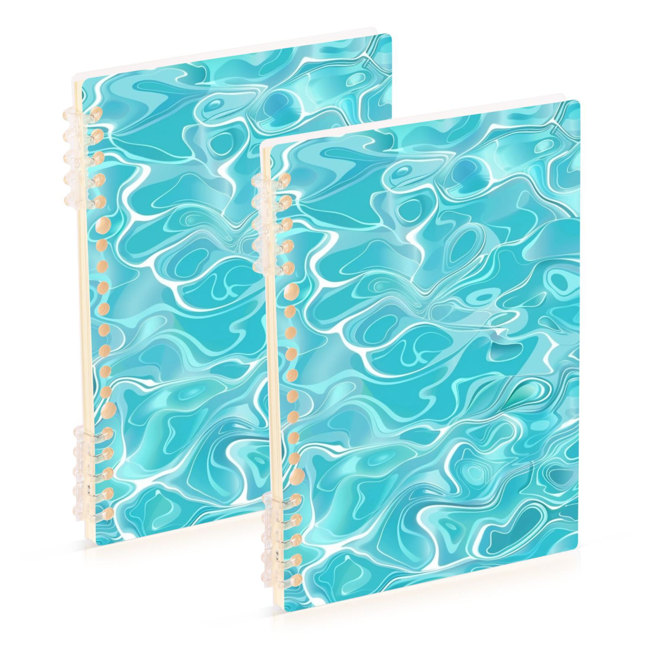 2 Pcs Beautiful Wave Spiral Notebooks 60 Sheets 120 Pages A5 Journal ...
