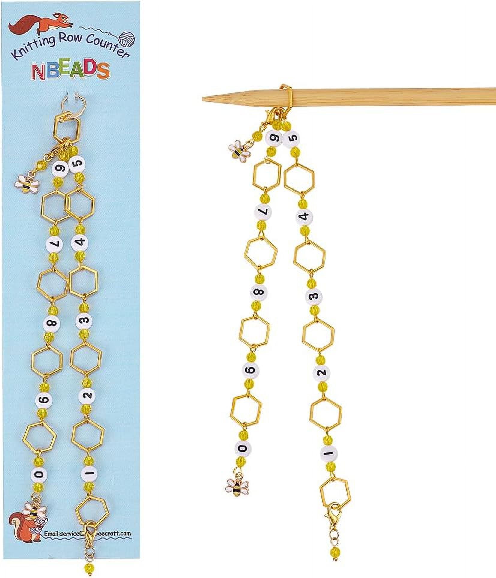 2 Pcs Bee Charm Knitting Row Counter Chains Hexagon Ring Row Counter ...