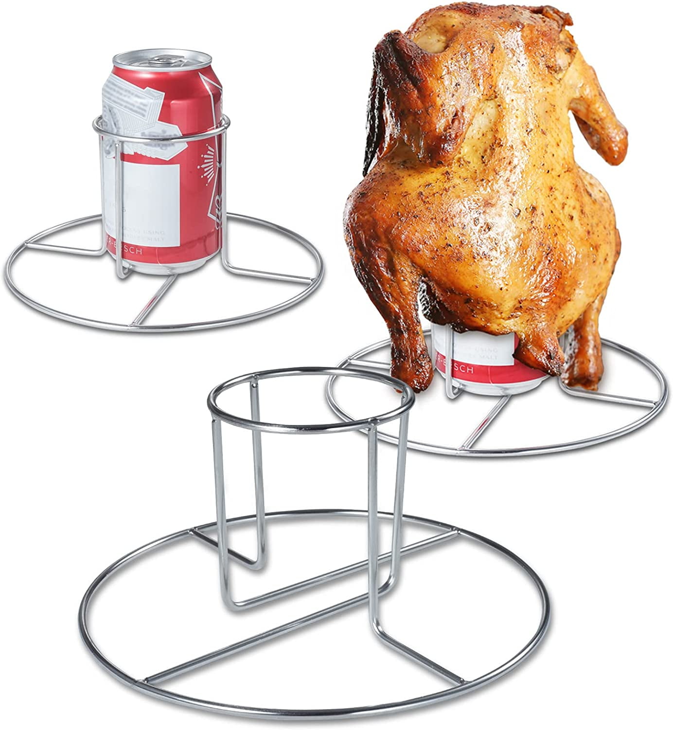 2 Pcs Beer Can Chicken Holder for Grill Oven Smoker Sturdy Stainless ...
