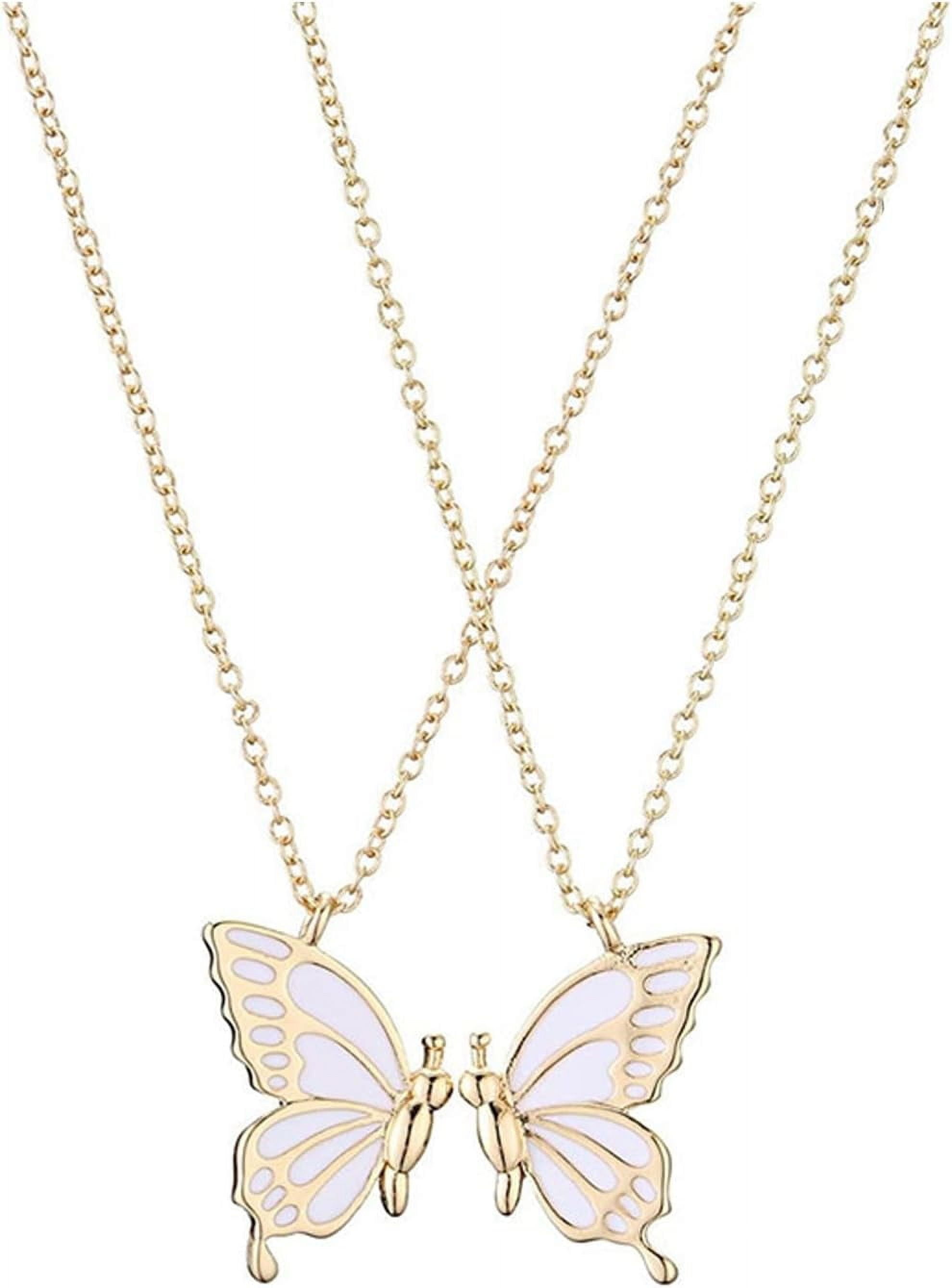 2 Pcs Best Friend Necklaces Magnetic Butterfly Matching Necklaces For Best Friends Long Distance ...
