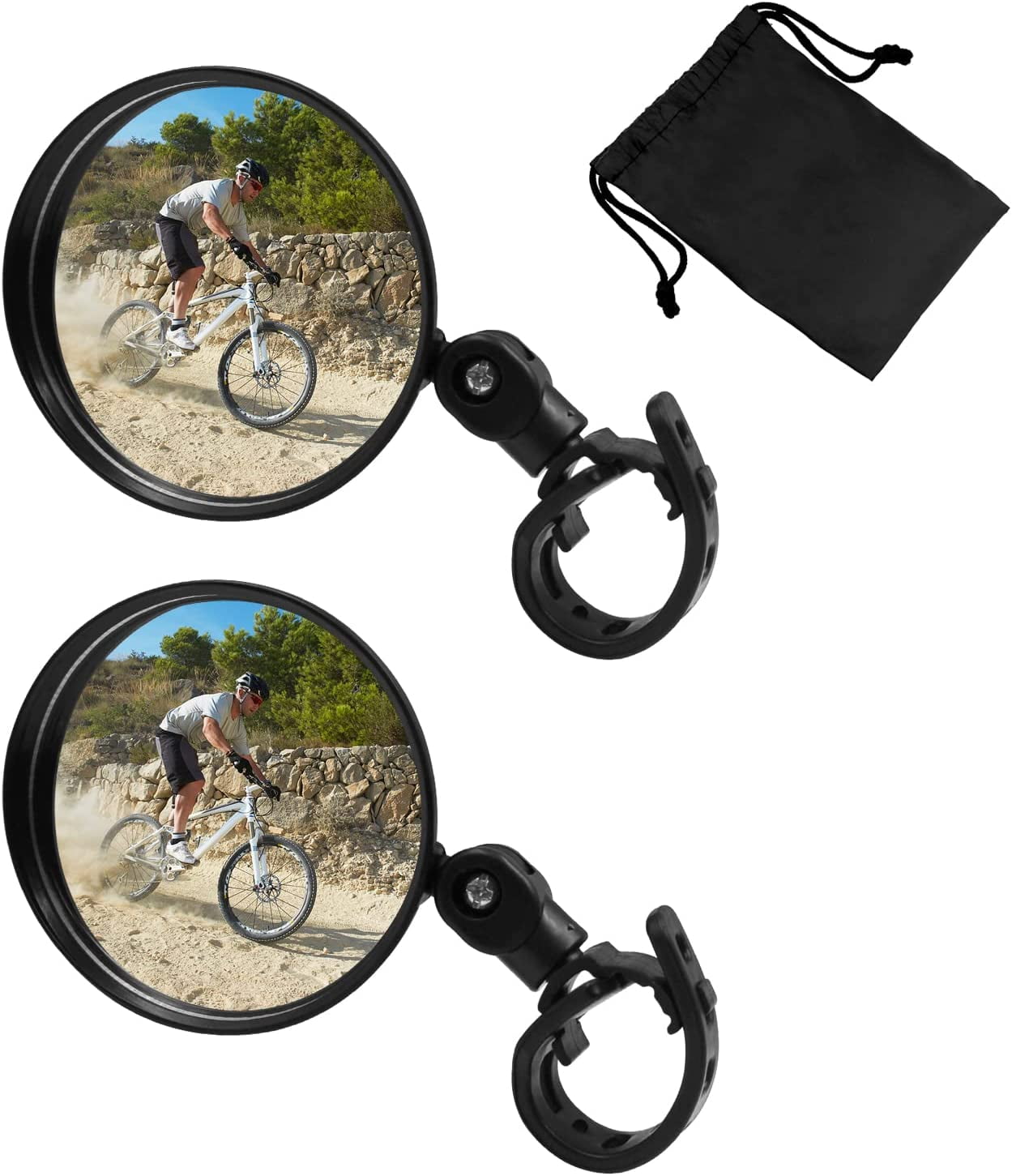2 Pcs Adjustable Bicycle Mirrors, 360¬∞ Rotatable Handlebar Mirror for ...