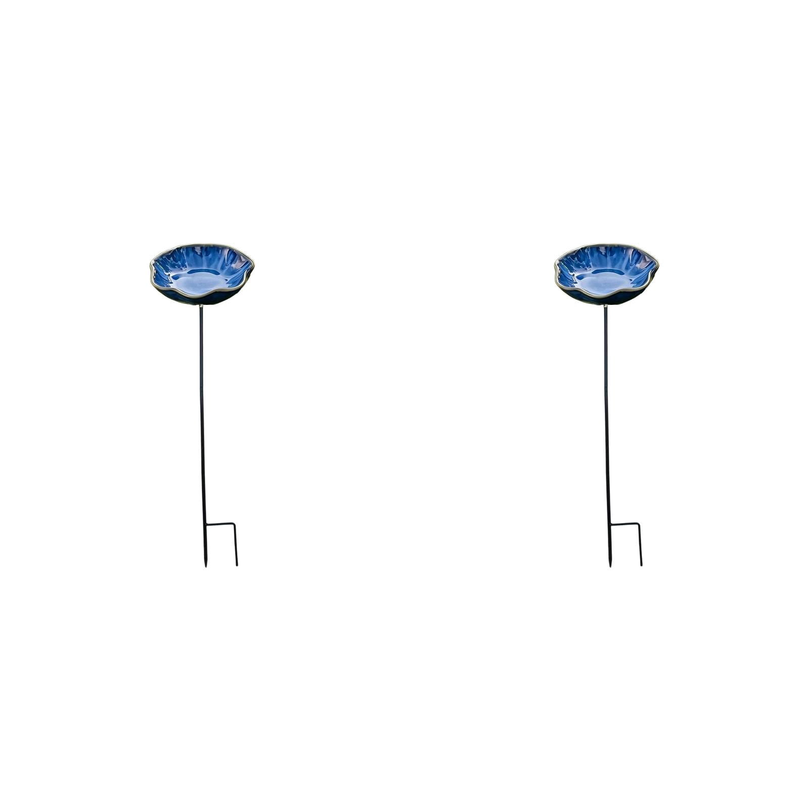 2 Pcs Bird Bath for Outside Metal Flower Stakes 23.62 Inch, Bee ...