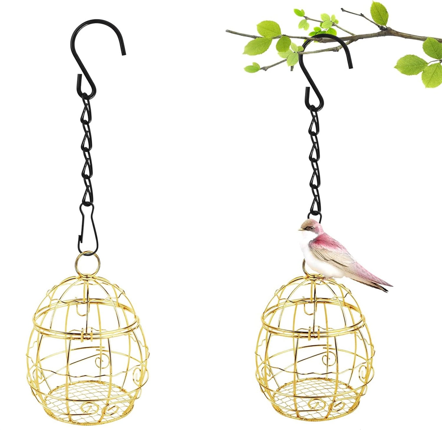 2 Pcs Bird Feeder for Outside Hanging,Happon Metal Hanging Bird Feeder ...