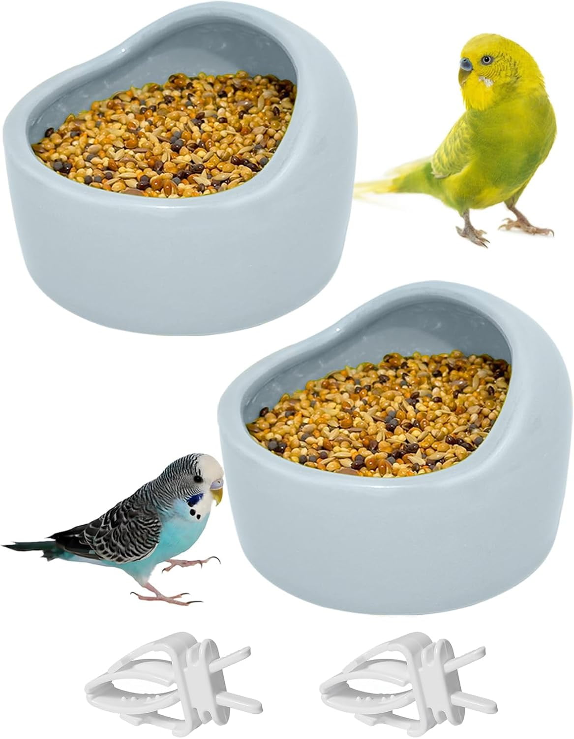 2 Pcs Bird Food Bowl Ceramic Bowls for Birds Small Parakeet Food Bowl ...