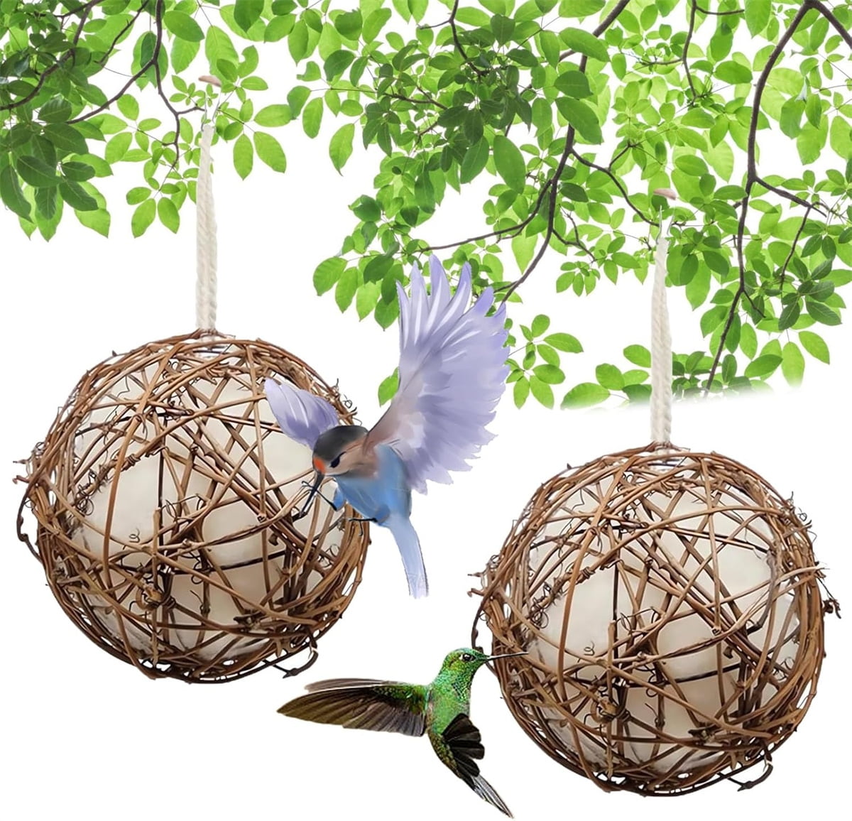 2 Pcs Bird Nesting Cage,Tutuviw 3" Globe Hummingbird Nesters Holder ...
