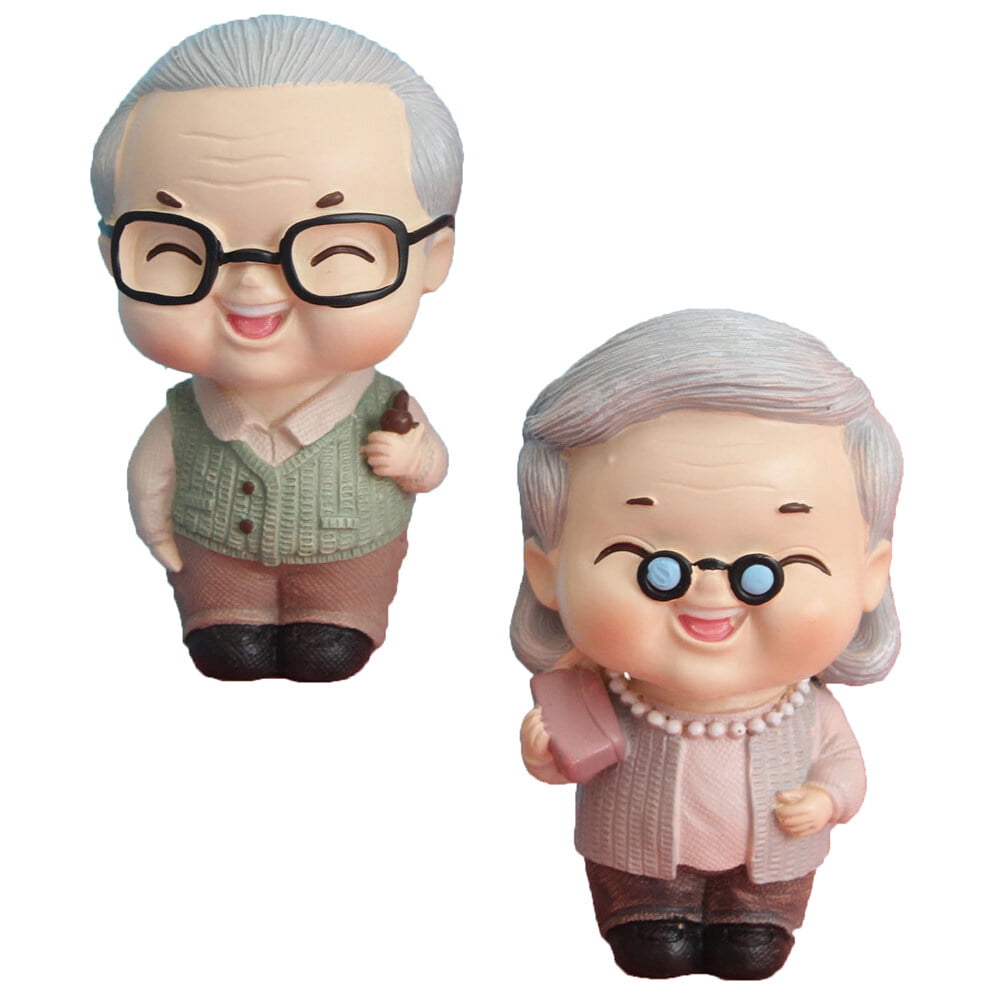 OUNONA 2Pcs Grandpa and Grandma Cake Toppers Creative Dessert ...
