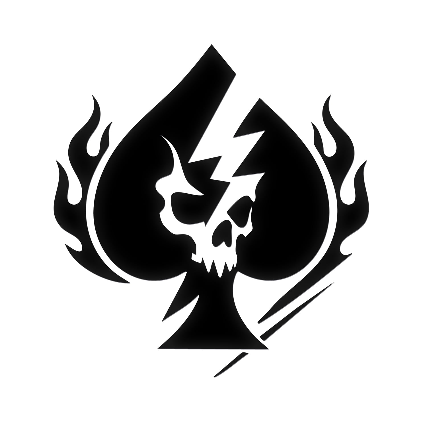 (2 Pcs Black, 11'' x 11.6'') - Vinyl Sticker Decal - "spades skull ...