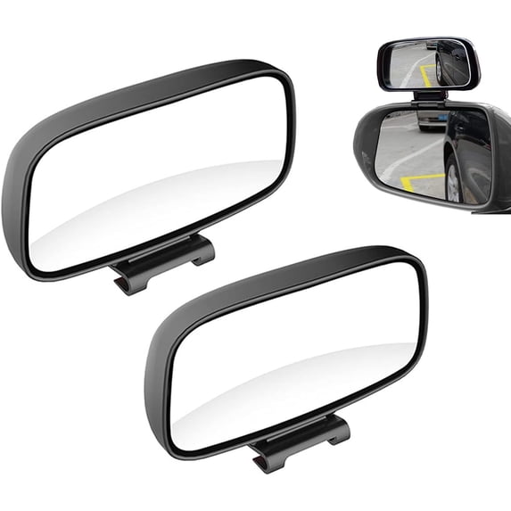 2 Pcs Black 360 Degree Rotation Adjustable Car Blind Spot Mirror ...