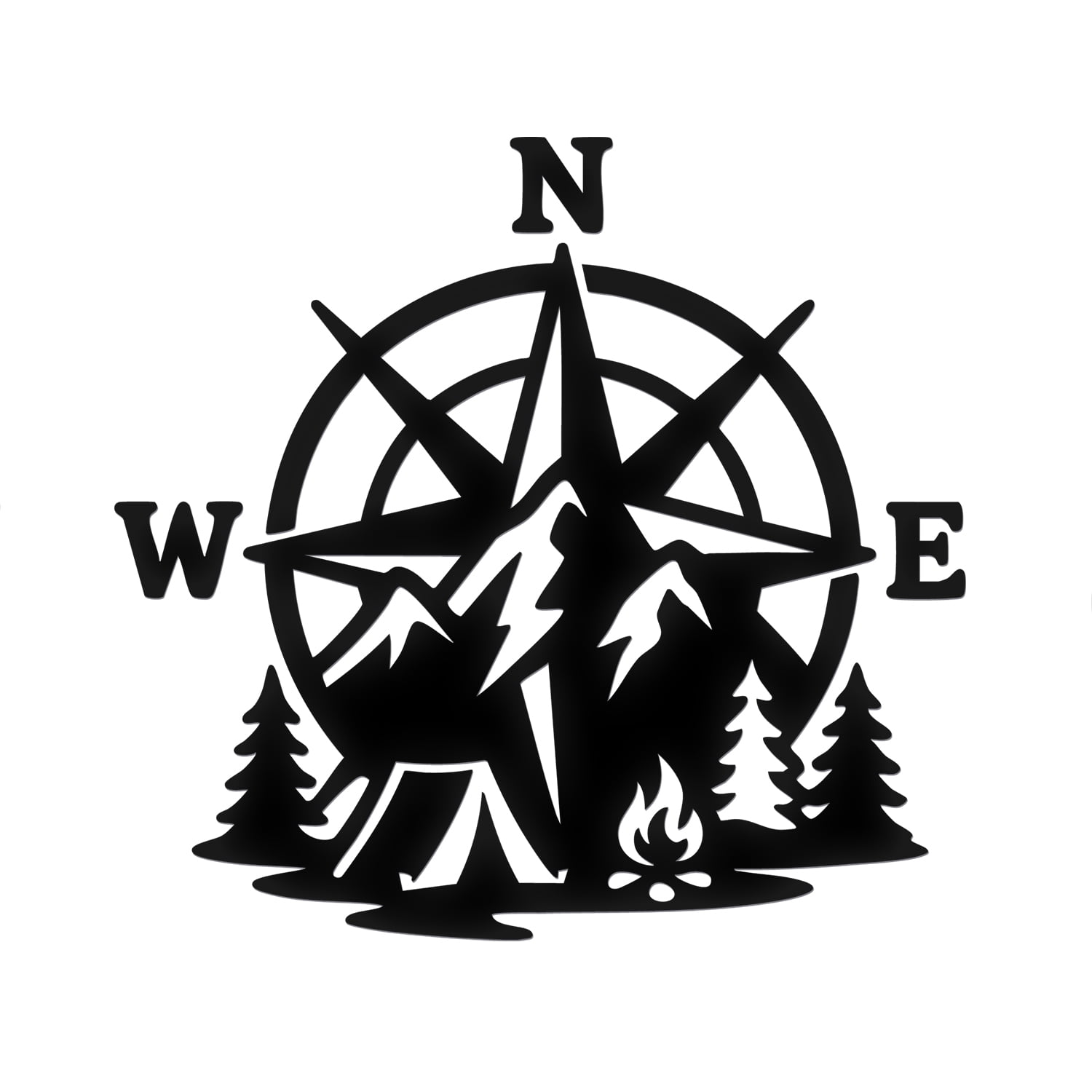(2 Pcs Black, 7.4'' x 7.0'') - Vinyl Sticker Decal - "compass" Inspired ...