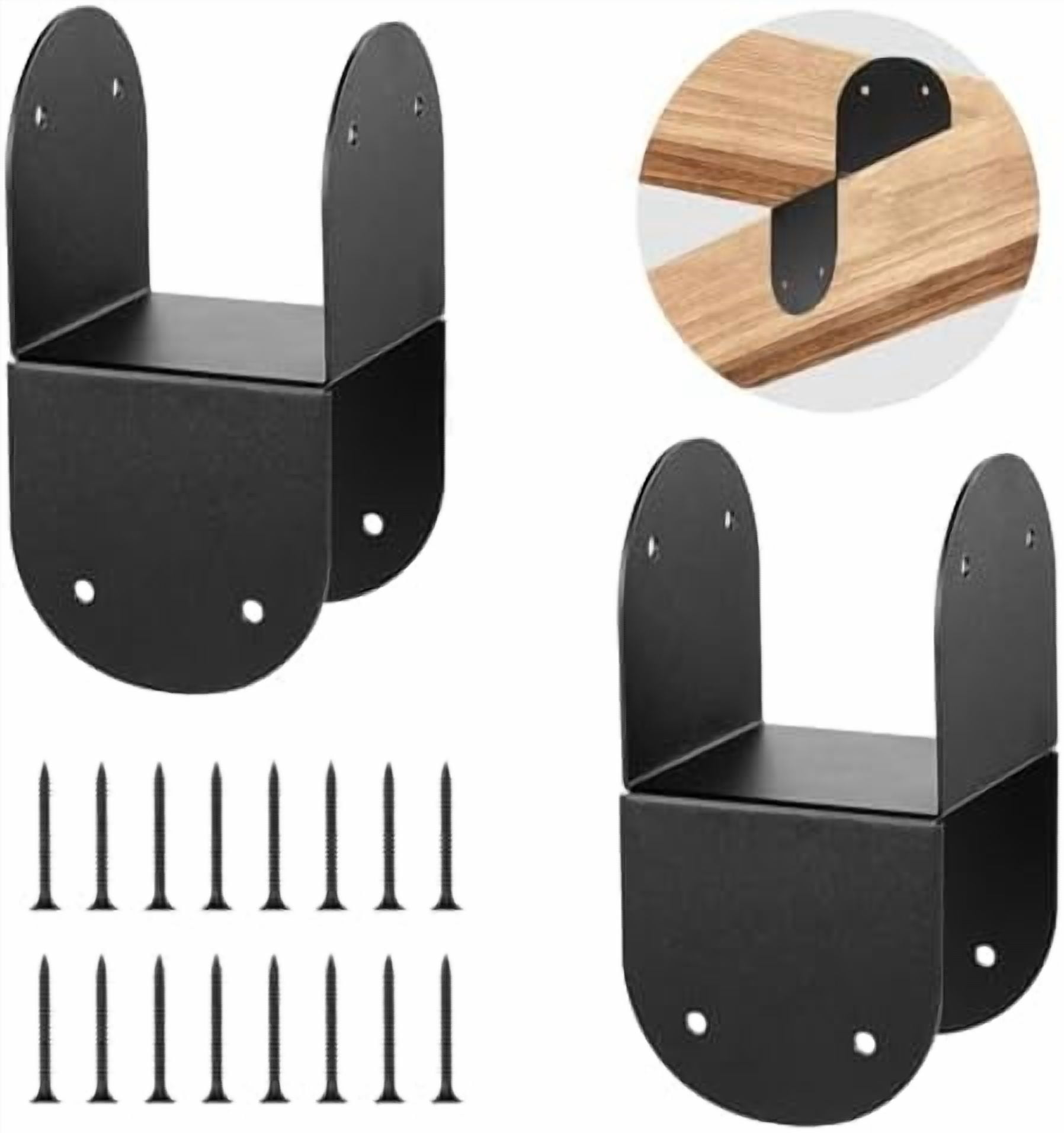 2 Pcs Black Caps Tie Bracket for 4x4 Post,14 Gauge Post Base Steel Post ...