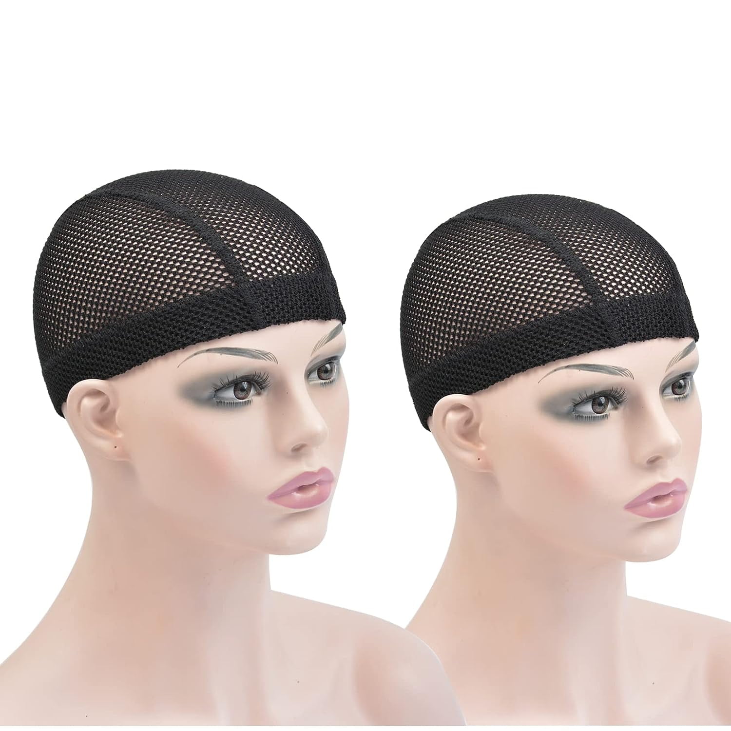 2 Pcs Black Mesh Dome Wig Cap Elastic Crochet Braid Wig Caps for Making ...