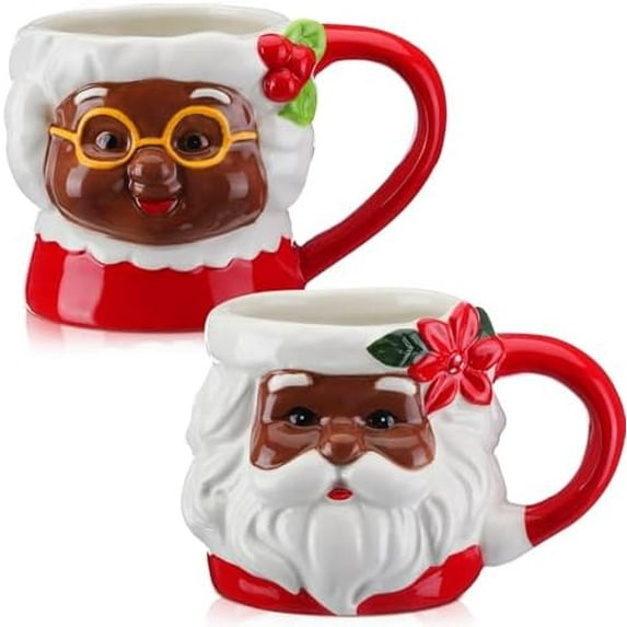 2 Pcs Black Mrs. Santa Claus Mugs African American Mrs. Santa Claus ...