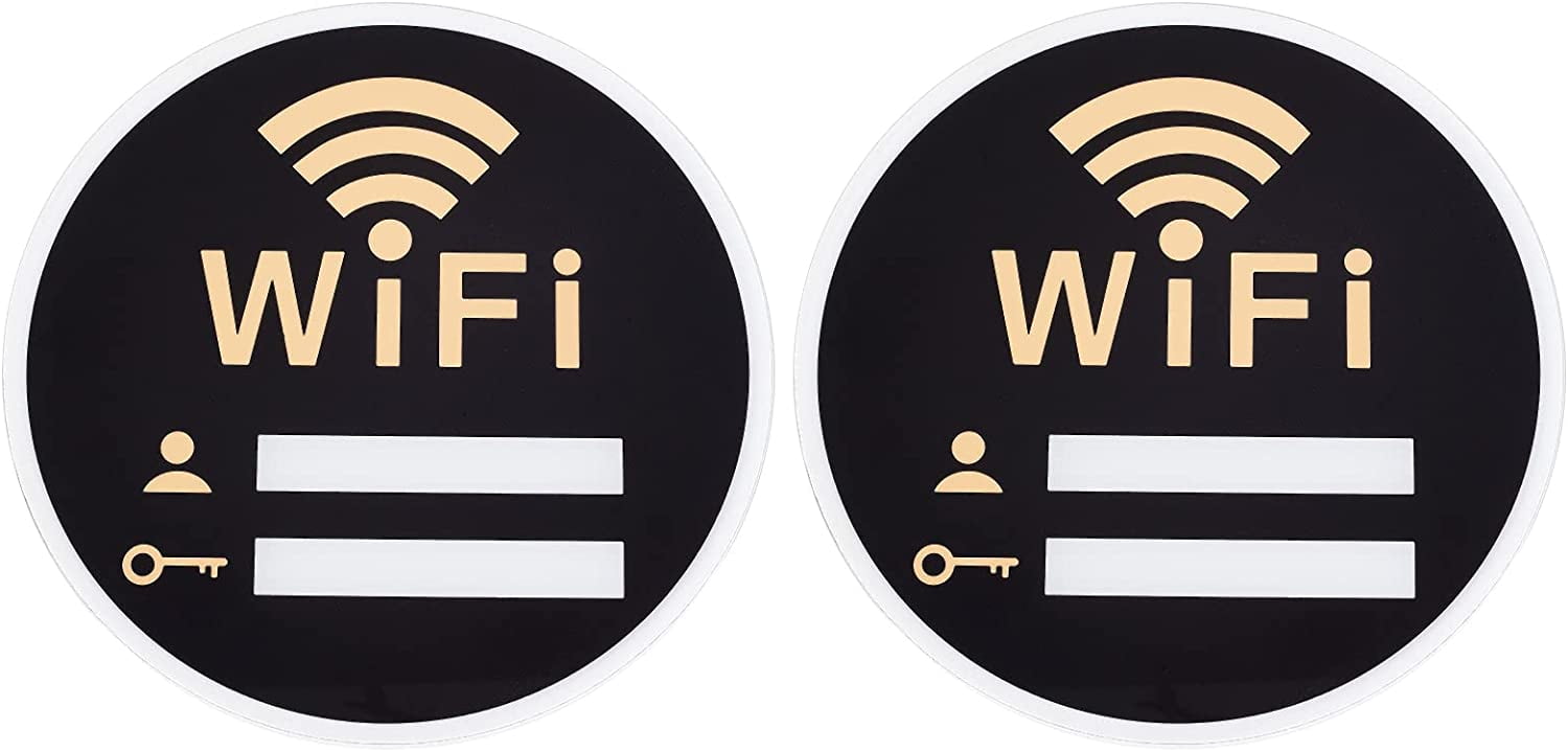 2 Pcs Black Round WiFi Password Sign Acrylic WiFi Coverage Sign ...