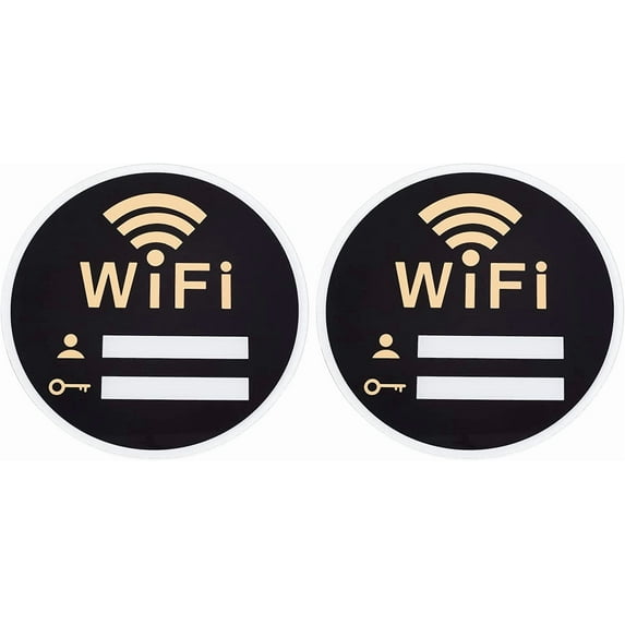 2 Pcs Black Round WiFi Password Sign Acrylic WiFi Coverage Sign ...